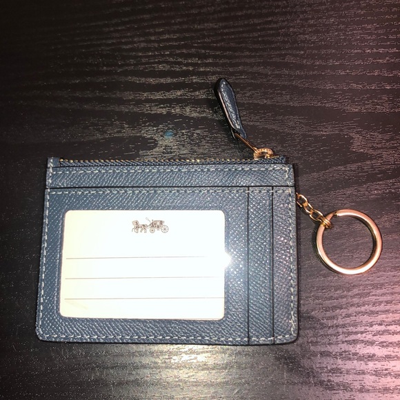 Coach | Bags | Coach Blue Leather Keychain Wallet | Poshmark